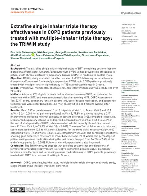 Pdf Extrafine Single Inhaler Triple Therapy Effectiveness In Copd