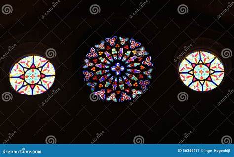 A Round Stained Glass Window At Ewing And Muriel Kauffman Memorial