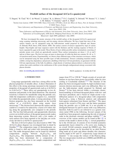 Pdf Twofold Surface Of The Decagonal Al Cu Co Quasicrystal