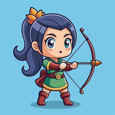 Premium Vector Girl Shooting Arrow Cartoon Vector Clipart