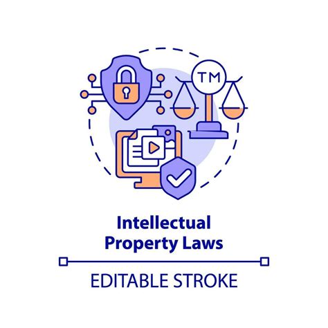 2d Editable Multicolor Intellectual Property Laws Icon Simple Isolated Vector Cyber Law Thin