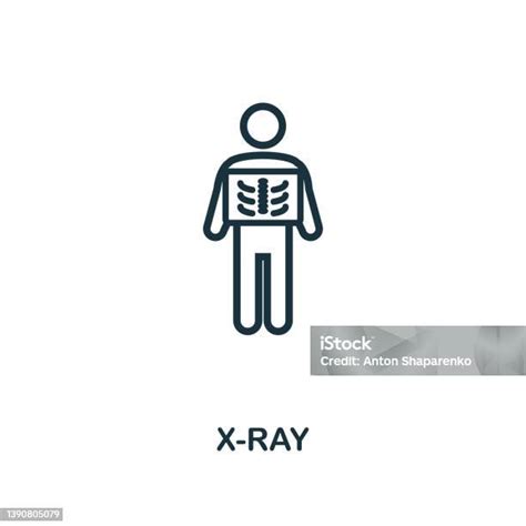 Xray 아이콘 윤곽선 스타일입니다 로고 그래픽 디자인 등을 위한 얇은 선 창조적인 Xray 아이콘 X 레이 장비에 대한 스톡