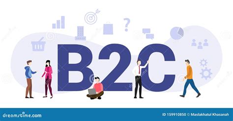 B2c Business To Consumer Concept With Big Word Or Text And Team People