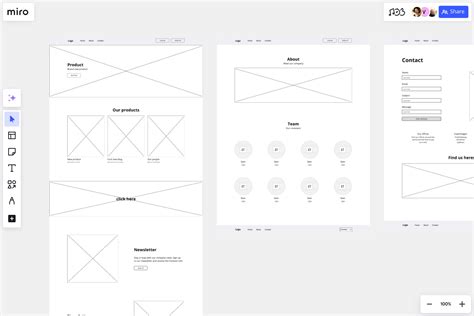 Free Website Landing Page Wireframe Template Miro 2025