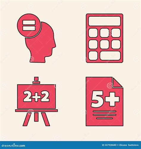 Set Test Or Exam Sheet Calculation Calculator And Chalkboard Icon Vector Stock Vector