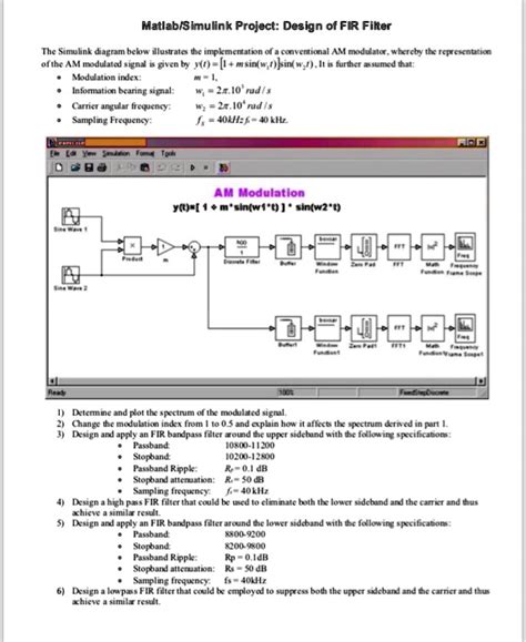Solved Matlabsimulink Project Design Of Fir Filter The Simulink