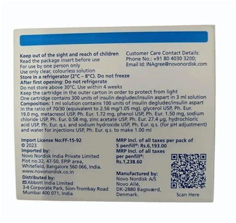 Insulin Degludec Insulin Aspart 100 Uml At Rs 4650piece In New Delhi
