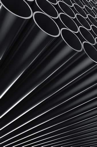 흰색 배경에 금속 파이프의 클로즈업 흰색 배경에 고립 된 철 파이프 더미 3d 렌더 일러스트레이션 0명에 대한 스톡 사진 및 기타 이미지 Istock