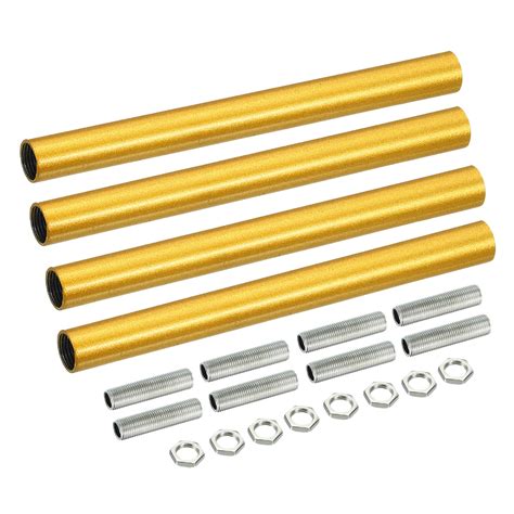 Uxcell M10 Thread 5 91 Coupling Nut With Pipe Hex Nut Threaded Extension Rod Kit Gold Tone 4