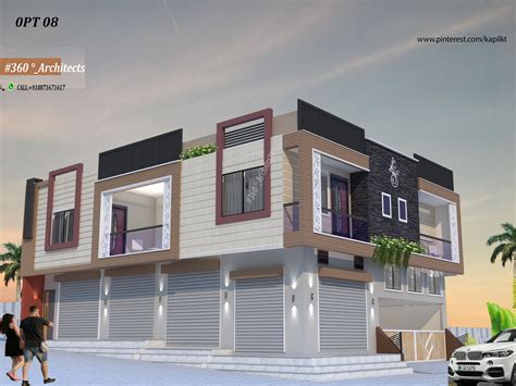 Corner House And Shop Front Elevation Design Opt 3 Commercial Design