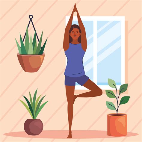 Girl Doing Tree Pose Vector Art At Vecteezy