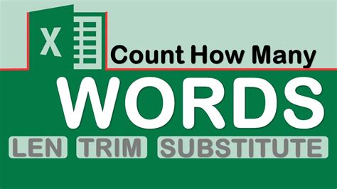 Count Words In Excel Using Text Functions Len Trim And Substitute