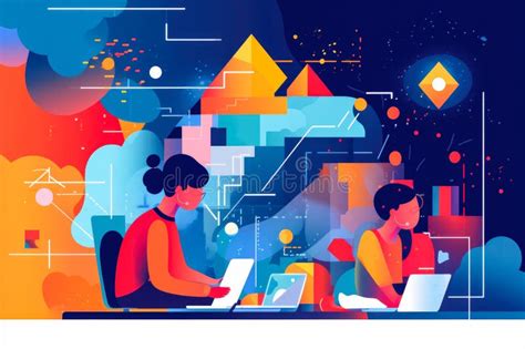 Abstract Vector Illustration Representing The Workflow And Benefits Of