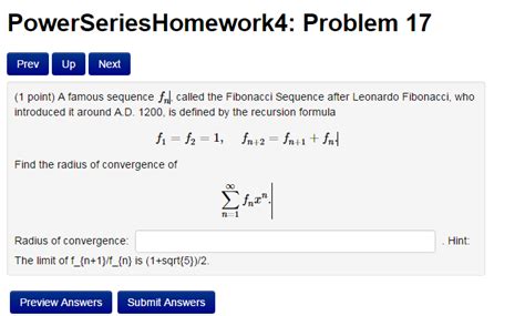 Solved A Famous Sequence Fn Called The Fibonacci Sequence