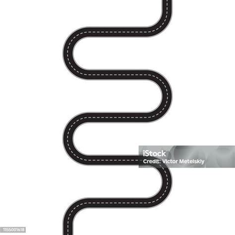 도로 서식 파일입니다 흰색 배경에 고립 된 회전 아스팔트도로 벡터 일러스트입니다 단일 차선 도로에 대한 스톡 벡터 아트 및 기타 이미지 단일 차선 도로 바로 위 개념