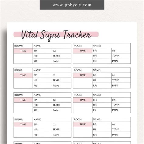 Printable Blank Vitals Log Sheet Templates With Pdf Printables Hub