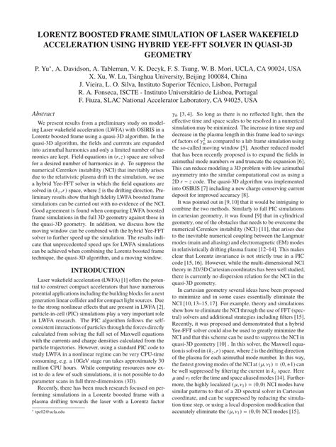 Pdf Lorentz Boosted Frame Simulation Of Laser Wakefield Acceleration