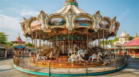 놀이 공원 중 하나에서 회전 목마 놀이공원 회전목마 레저시설 고화질 사진 사진 하늘 배경 일러스트 및 사진 무료 다운로드 Pngtree