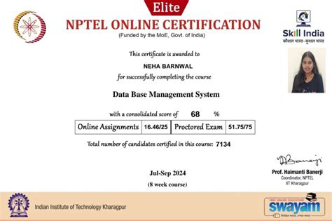 Nptel Dbms Elitecertification Skillindia Continuouslearning Neha Barnwal 22 Comments