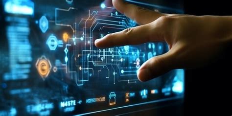 Hand Interaction Interface And Digital Icons Premium Ai Generated Image
