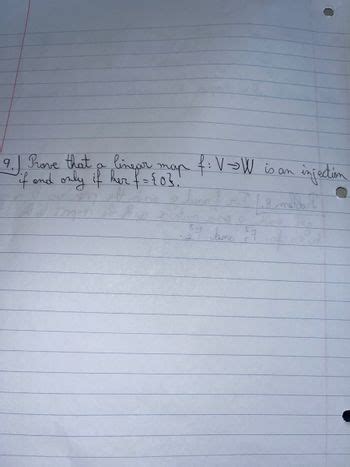 Answered Prove That A Linear Map F VW Is An If And Only If Her F Ell Limo Wven