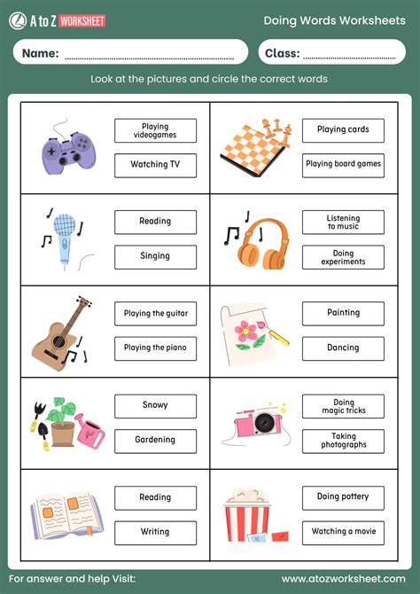 Doing Words Worksheets Class 1 Free Printable Pdf A To Z Worksheet