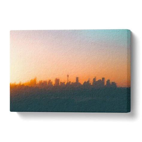 City Skyline Sunset Painting