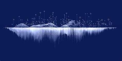 Abstract Background Wavy Graph Wireframe From Grid Polygonal And Blurred Lines On Blue Stock