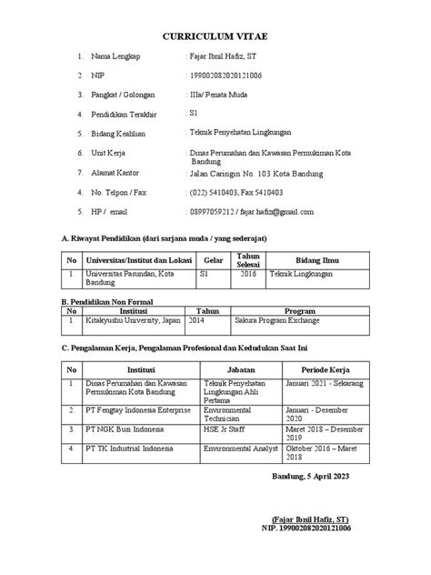 Form Cv Pdf