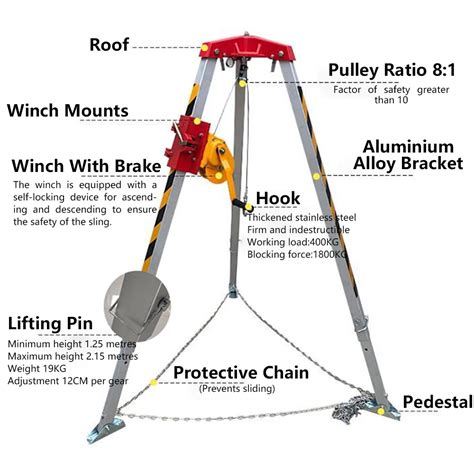 Fall Protection Portable Confined Space Safty Tripod Kit Rescue Tripod