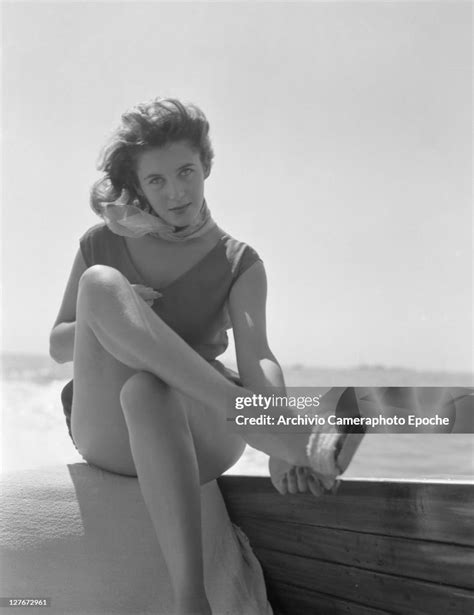 French Actress Myriam Bru On The Beach Lido Venice 1952 News Photo