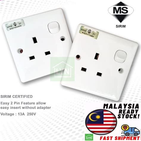 Hot Item 13A Single Switch Socket Outlet 13A SIRIM Switch Electric One Gang Electric Socket