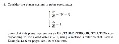 solved consider the planar system in polar coordinates