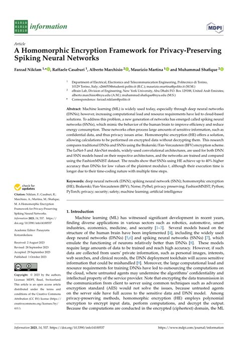 Pdf A Homomorphic Encryption Framework For Privacy Preserving Spiking Neural Networks