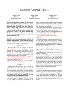Extended Abstract Template Extended Abstract Template