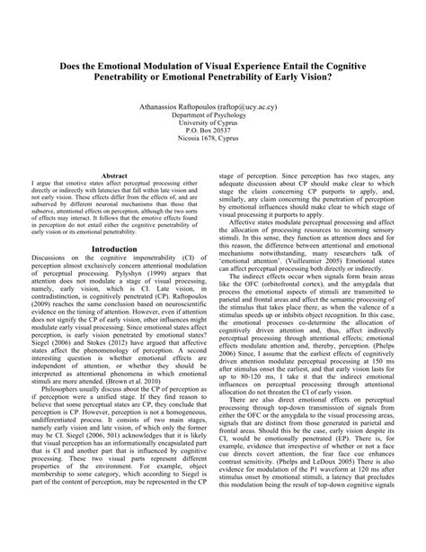 Pdf Does The Emotional Modulation Of Visual Experience Entail The