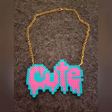 Handmade Perler Melting Cute Rave Necklace Perler Beads Designs