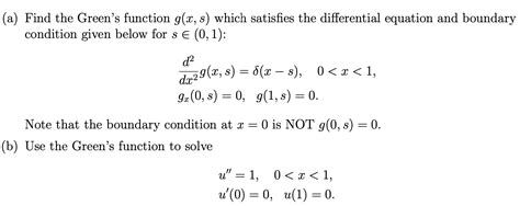 Solved A Find The Green S Function G X S Which Satisfies Chegg