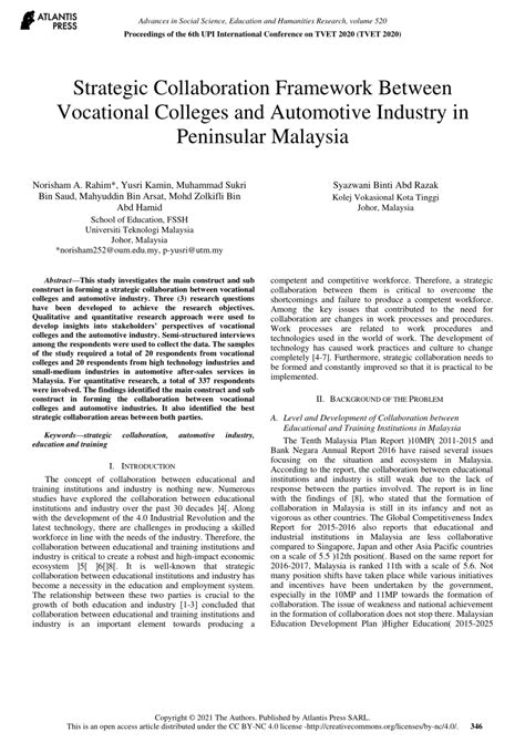 Pdf Strategic Collaboration Framework Between Vocational Colleges And