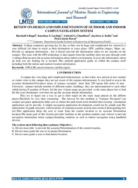 Pdf Design And Implementation Of Outdoor And Indoor Campus Navigation System