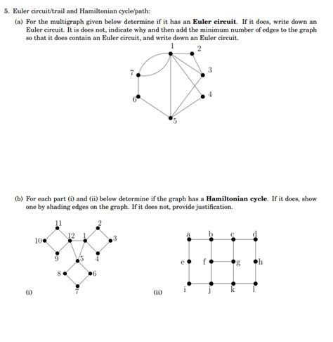 Solved 5 Euler Circuittrail And Hamiltonian Cyclepath