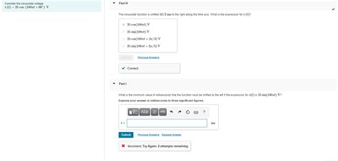 Solved Consider The Sinusoidal Voltage