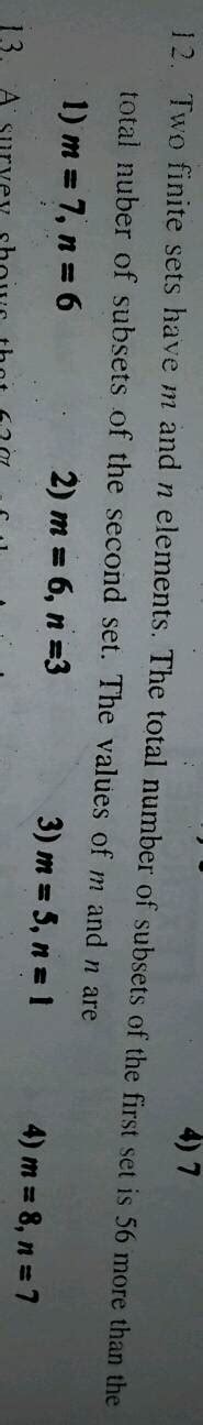 two finite sets have m and n elements the total number of subsets of