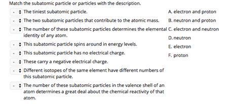 Solved Match The Subatomic Particle Or Particles With The