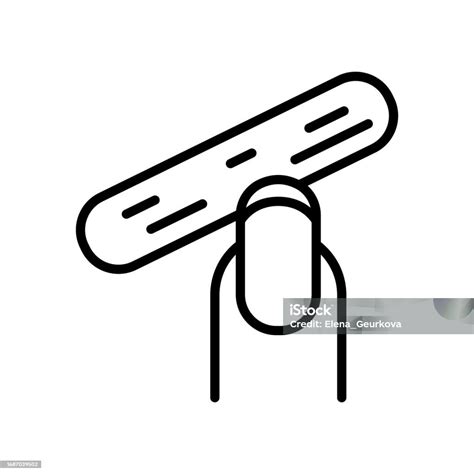 손톱 Correctoion 윤곽선 아이콘입니다 네일 파일과 매니큐어의 간단한 라인 픽토그램 네일 파일로 손톱 모양을 수정하십시오 건강한 생활방식에 대한 스톡 벡터 아트 및