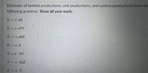 Solved Eliminate All Lambda Productions Unit Productions