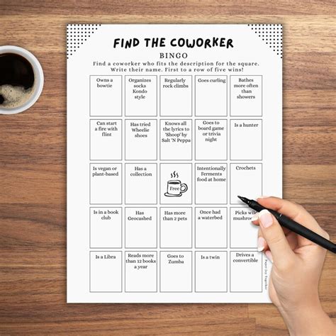 Editable Find The Coworker Bingo Game Office Icebreaker Game Edit