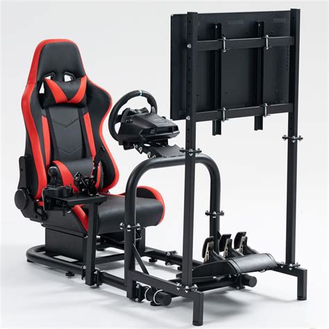 Supllueer Driving Simulator Cockpit With Monitor Stand And Red Seat Fit For G923 G920
