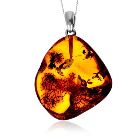 925 Sterling Silver And Genuine Cognac Baltic Amber Exlusive Unique Pend