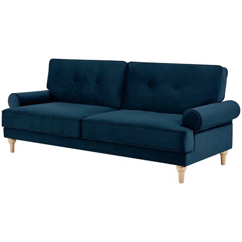 Habitat Vienna Self Assembly Velvet 3 Seater Sofa Blue By Habitat